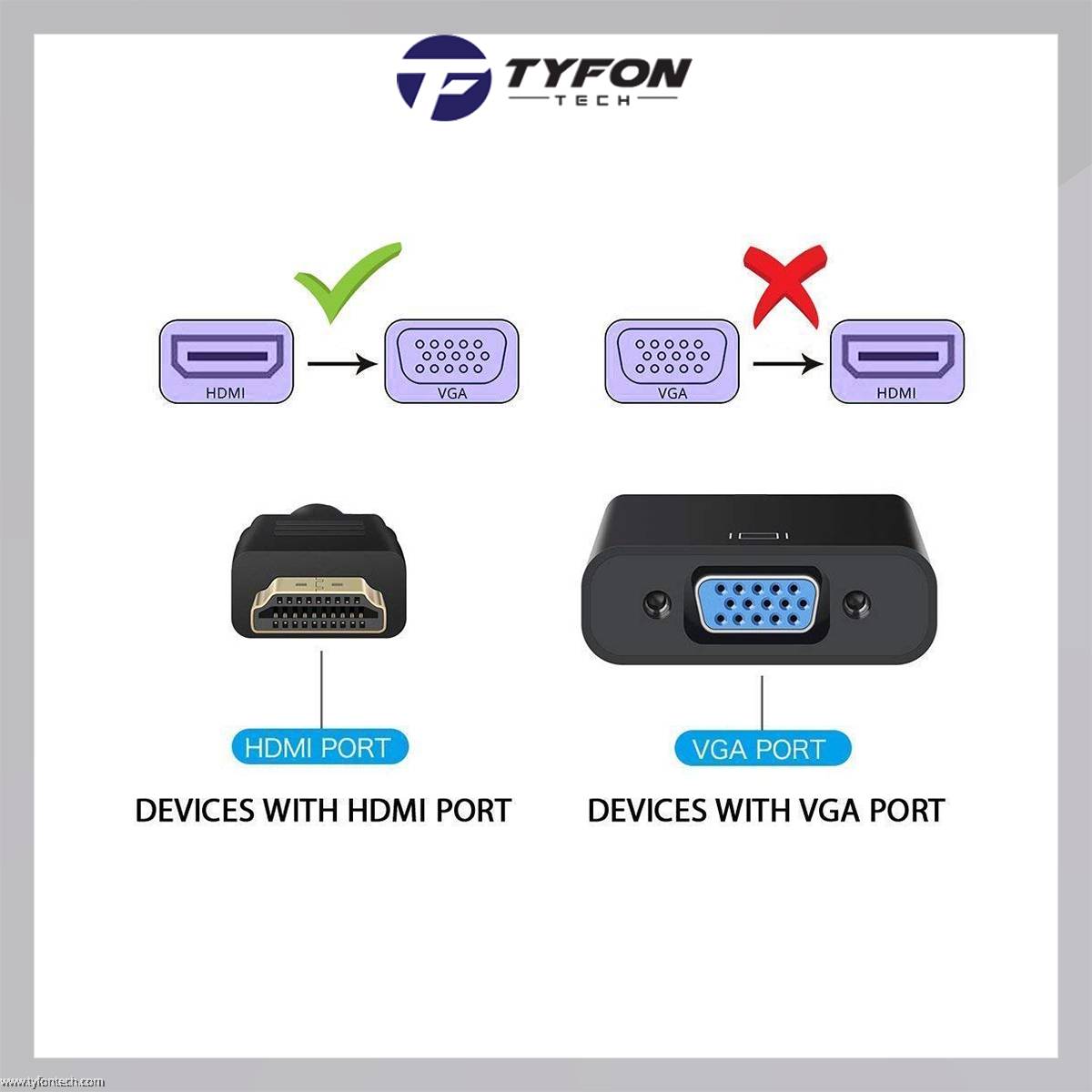 HDMI (Male) To VGA (Female) Converter Adapter For PC Laptop Convert to ...