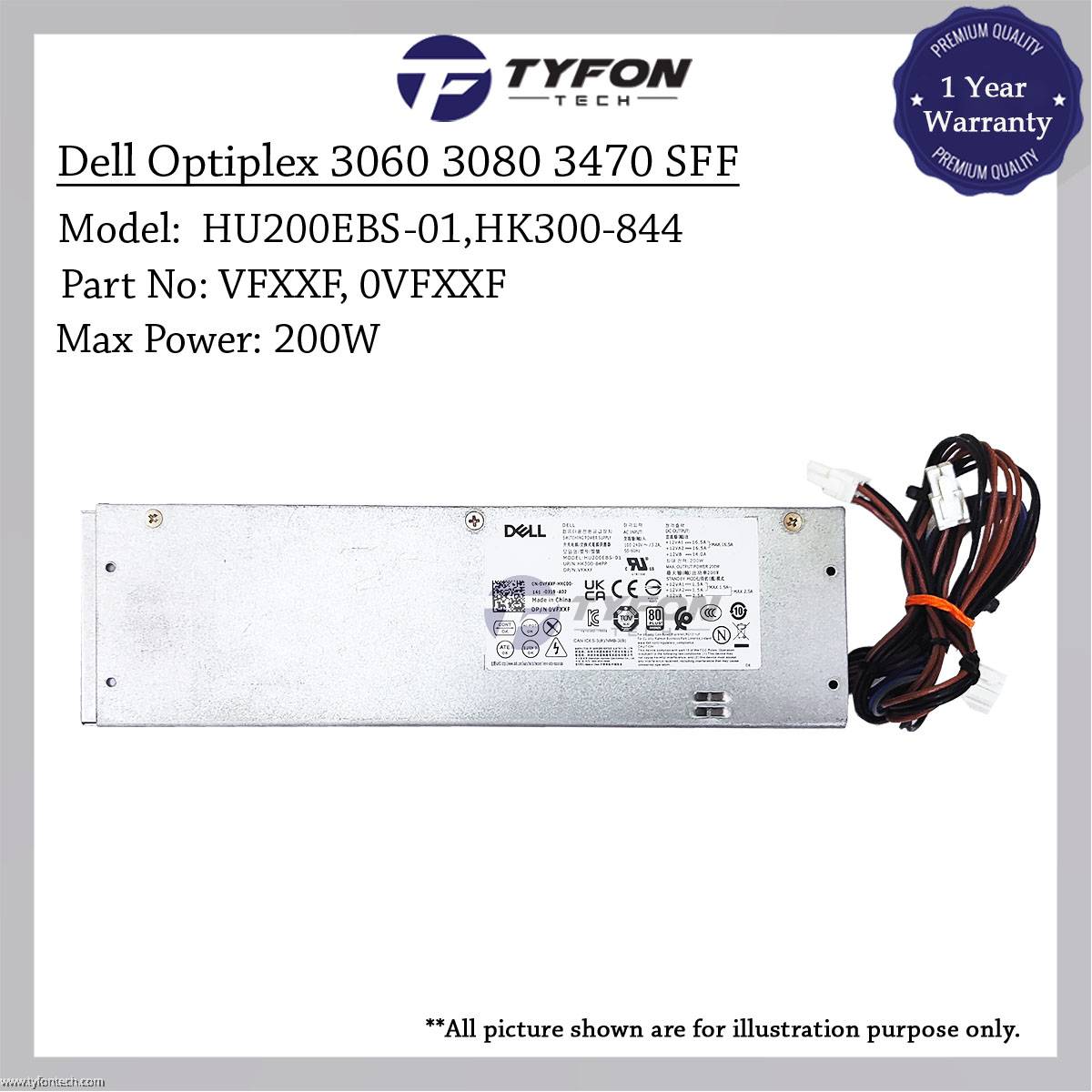 Dell Optiplex 3060 3080 3470 SFF Power Supply PSU 200W HU200EBS-01 ...