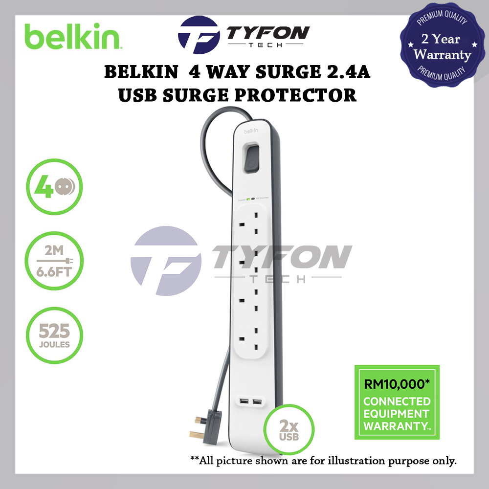 Belkin BSV401SA2M 4 Outlets Surge Protector with 2 USB Port 2M