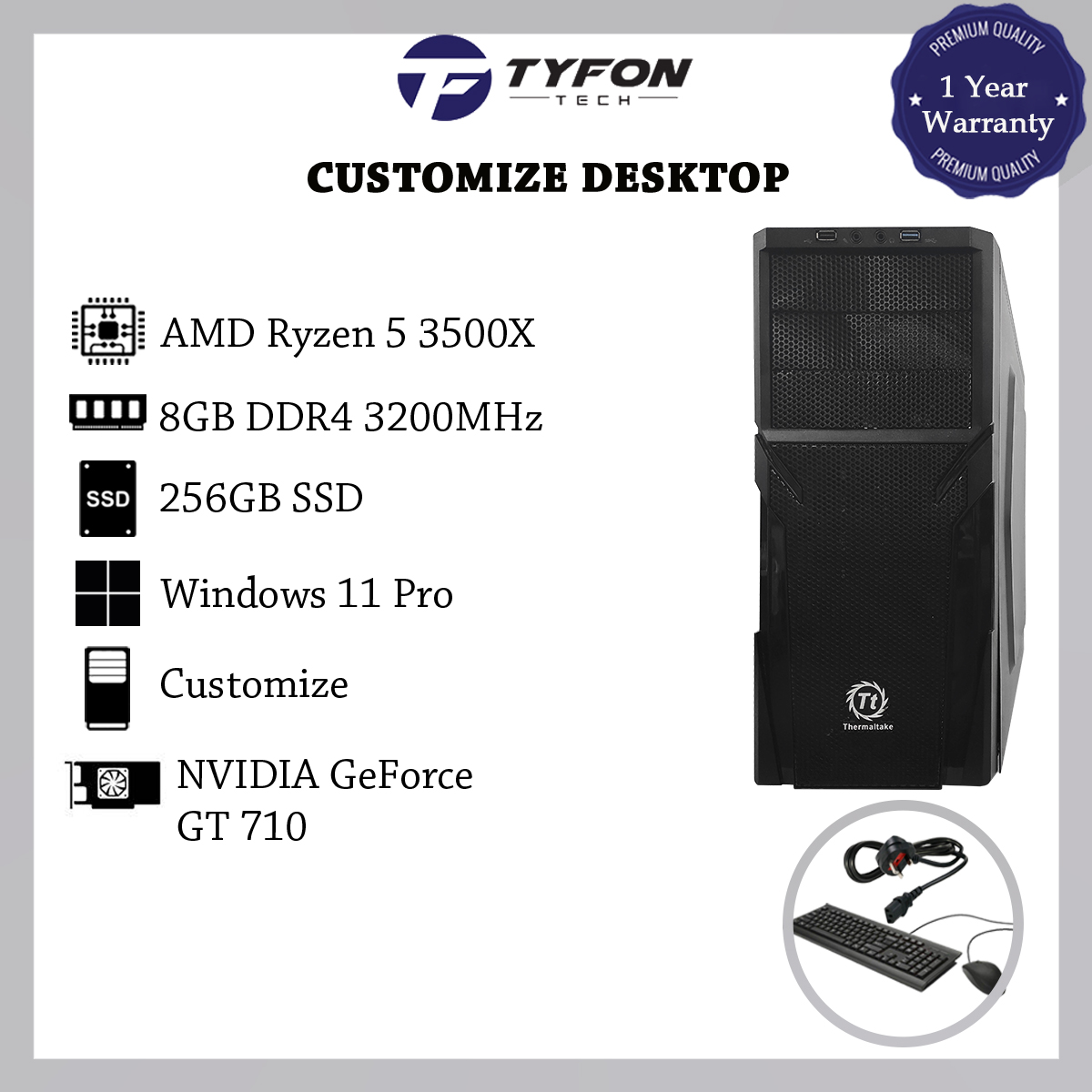 Customize Desktop AMD Ryzen 5 3500X 8GB DDR4 RAM 256GB M.2 SSD NVIDIA ...